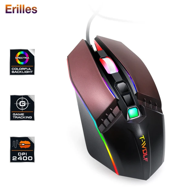 Pro Gaming RGB Marquee Glowing Mouse 2400DPI PC Computer USB Wired Mice ...