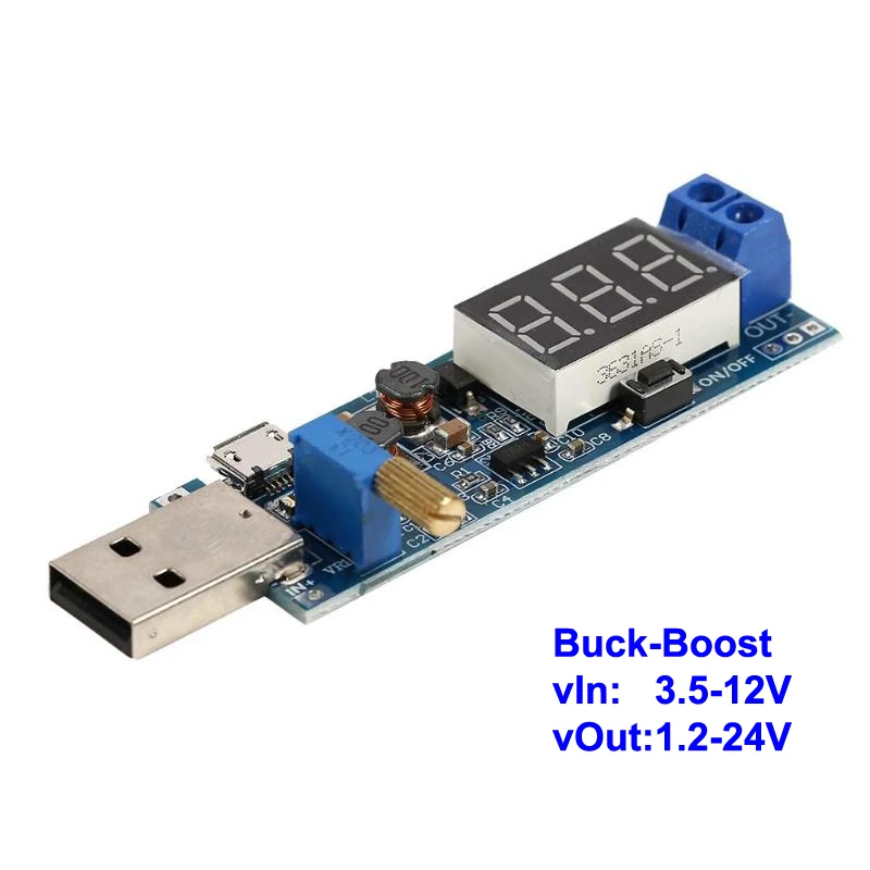 USB 5V DC-DC Buck Boost Converter Power Supply Module Adjustable ...