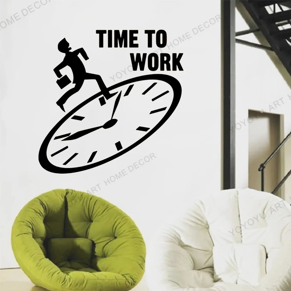 Time-TO-Work-Quotes-Boy-and-Timepiece-Partterns-Wallpaper-Mural-Office ...