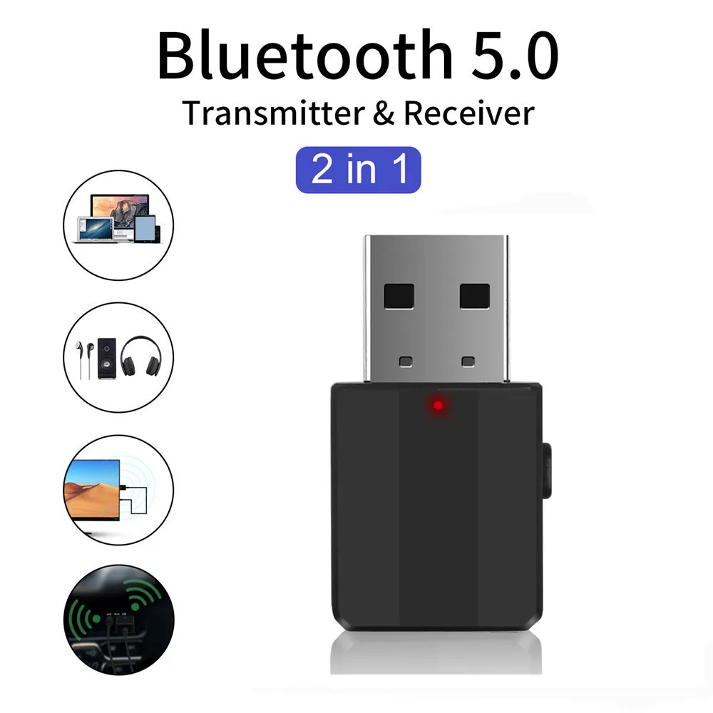Wireless USB Bluetooth 5.0 Transmitter Receiver Mini 3.5mm AUX Stereo ...