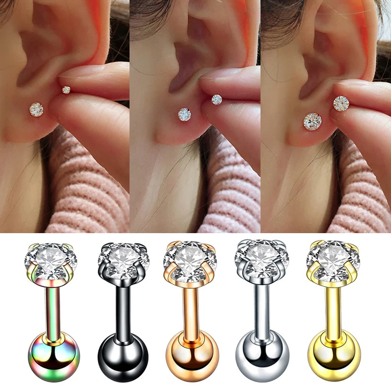 1Pair-2Pcs-Small-Round-Cz-Tragus-Cartilage-Stainless-Steel-16G-4-Prong ...