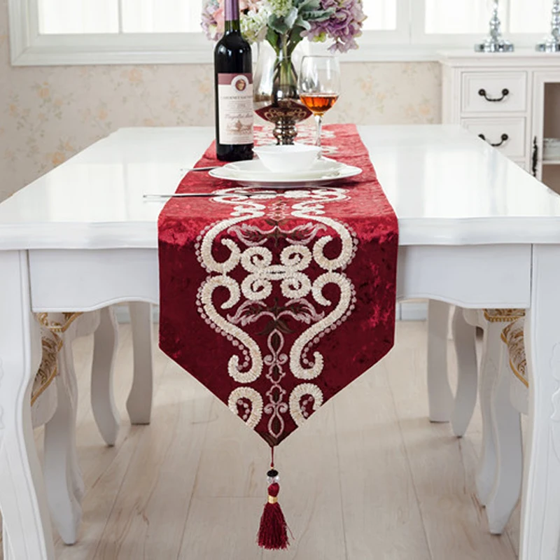 European Style Flannelette Table Runner Bed Runners With Tassel Modern ...