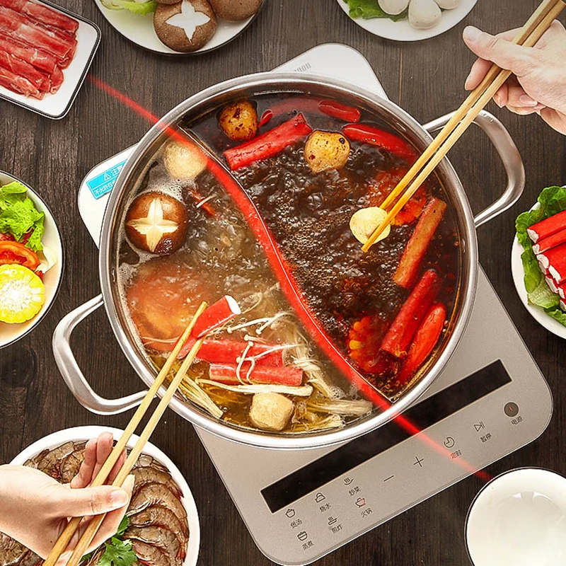 304 Roestvrij Stalen Pot Hotpot Thuis Keuken Kookgerei Soep Koken Pot 2 Smaak Verdeeld Inductie ...