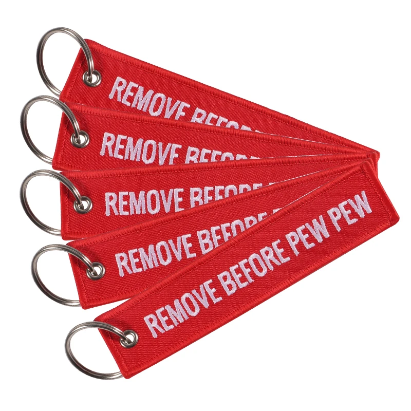 5pcs Remove Before Pew Pew Key Chian Embroidery Key Tag Label Key Fobs ...