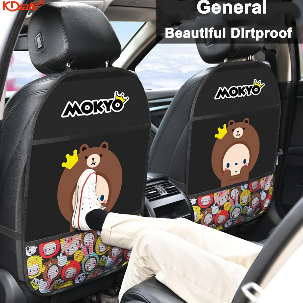 카시트 백 프로텍터 커버 방수 진흙 먼지 방지 킥 매트 패드 자동차 시트 커버 쿠션 만화 시트 프로텍터 어린이어린이