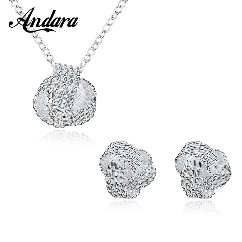 New 925 Silver Jewelry Set Silver Necklace Earring Set For Woman Charm ...