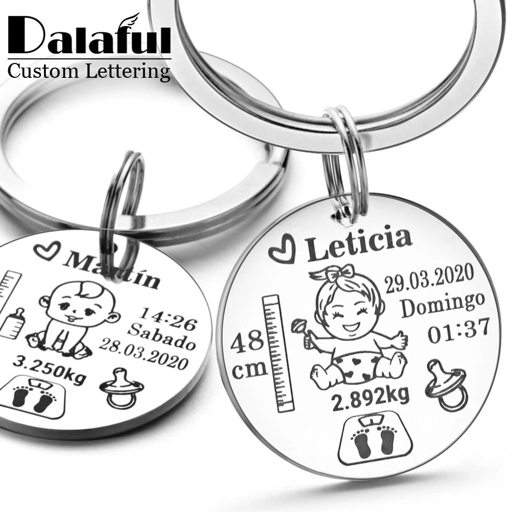 Lovely Personalized Baby Boys Girls Keychain Name Birth Weight Height ...