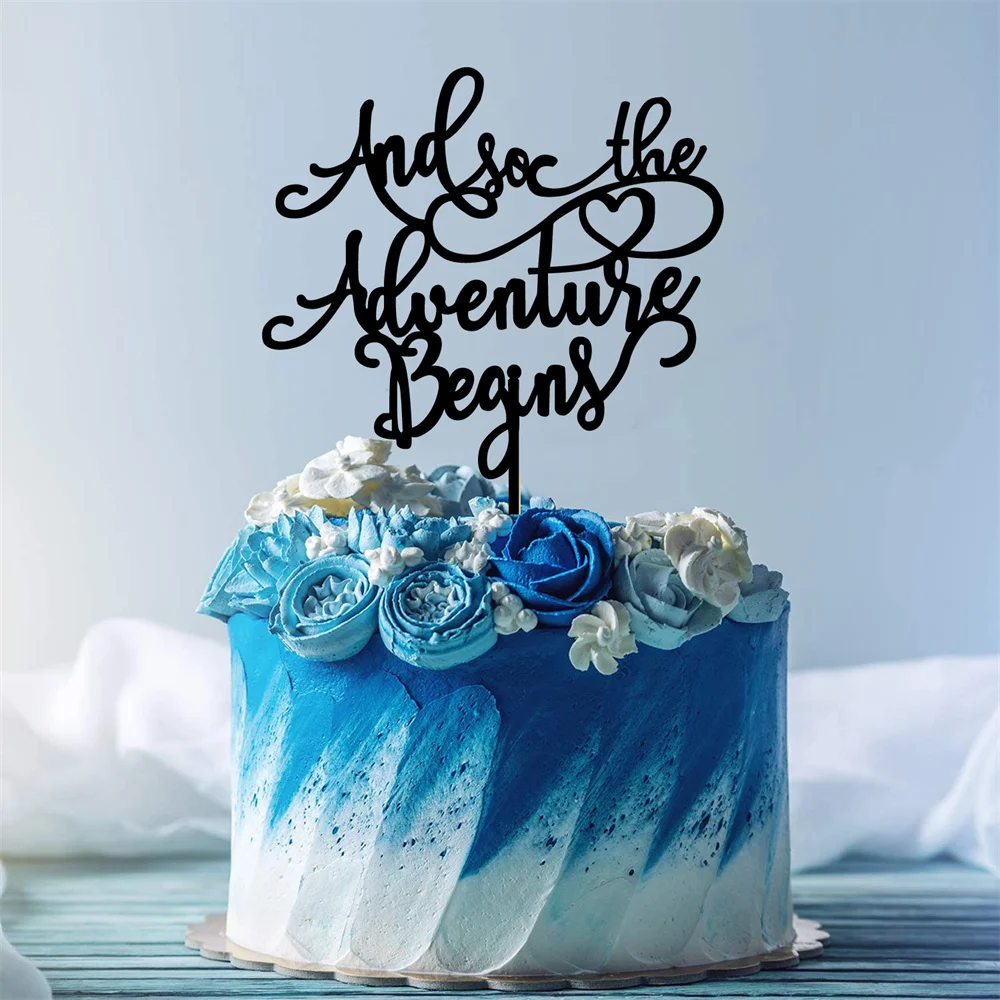 Party Supplies Engagement Cake Topper Let The Adventure Begin Cake ...