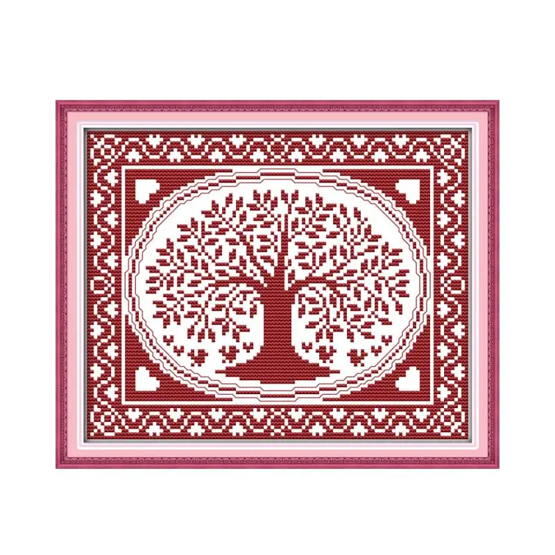 Juego de punto de cruz ovalado de árbol feliz, Kit de bordado con punto de cruz, 14CT, DMC, 18ct ...
