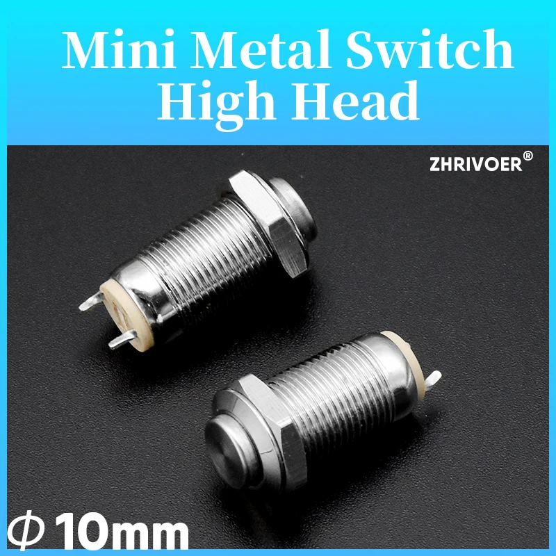 1pc 10MM 2pin Panel Hole Metal Push Button Switch Latching Power Push ...
