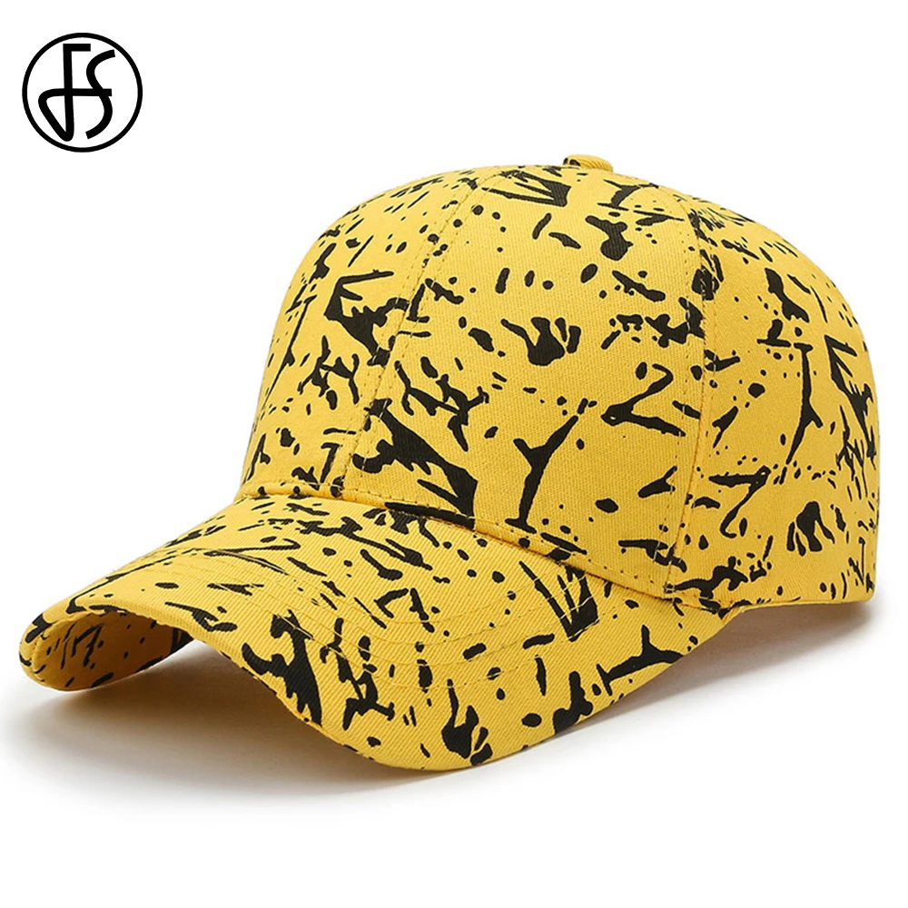 FS 2023 Yellow Graffiti Hip Hop Baseball Hat For Men Women Summer Cap ...