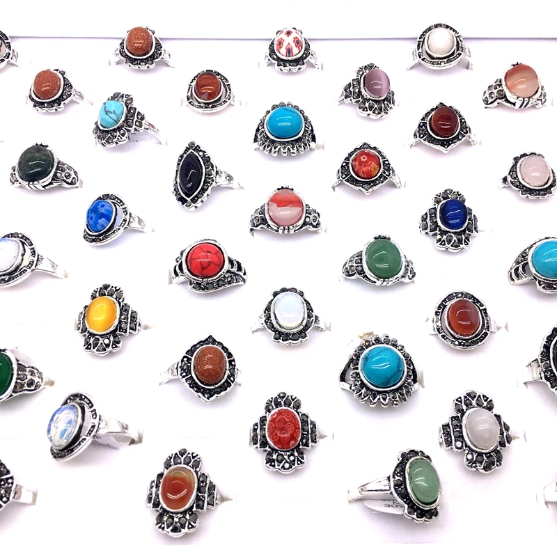 MixMax 50PCs/LOT Women's Rings Fashion Stone Metal Rhinestone Party ...