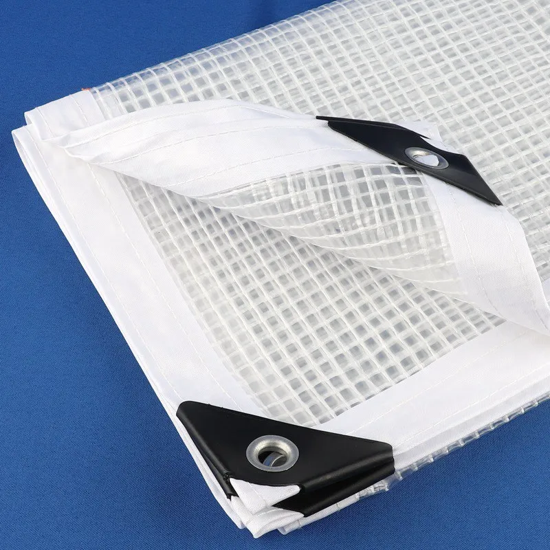 Customize 0.3mm Transparent PE Grid Tarpaulin Waterproof Cover Outdoor ...