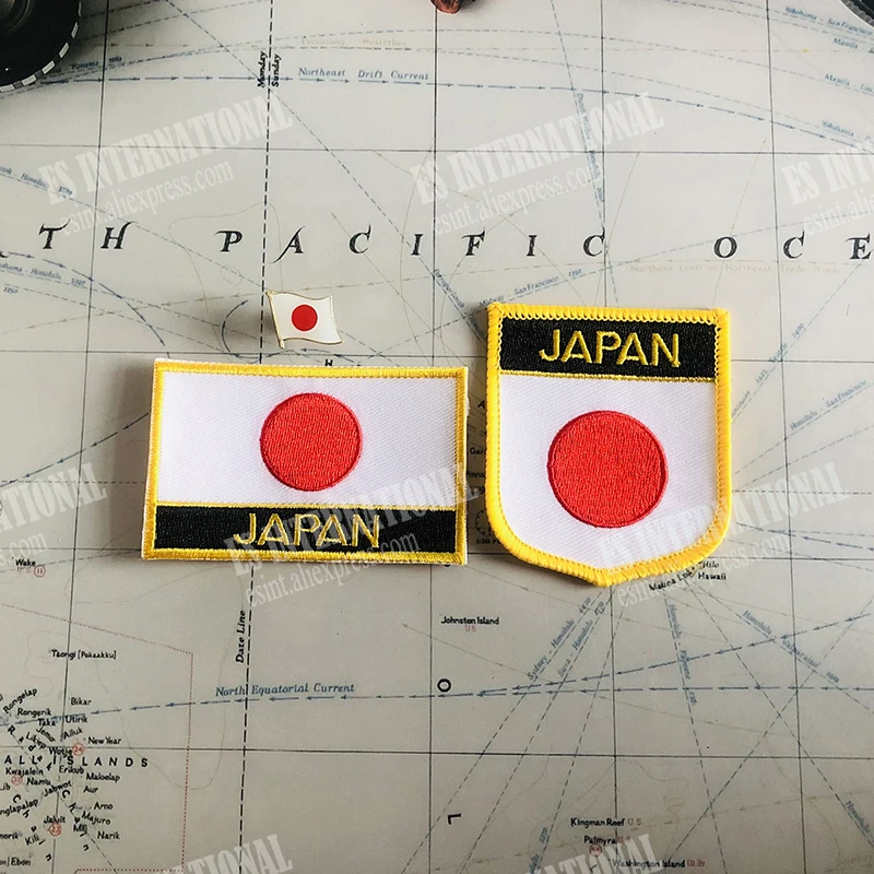 JAPAN National Flag Embroidery Patches Badge Shield And Square Shape ...