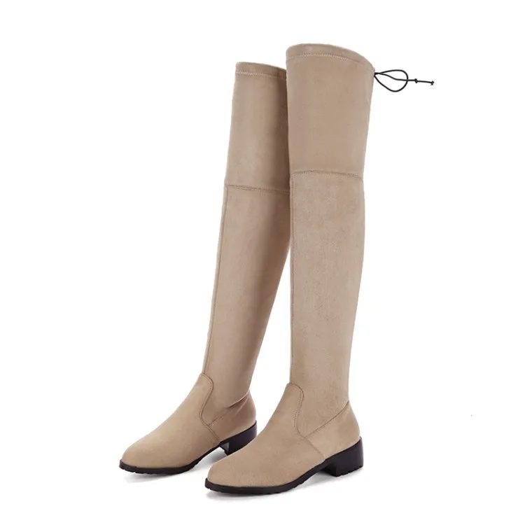 Женские сапоги новые зимние модные женские сапоги выше колена на низком каблуке с круглым