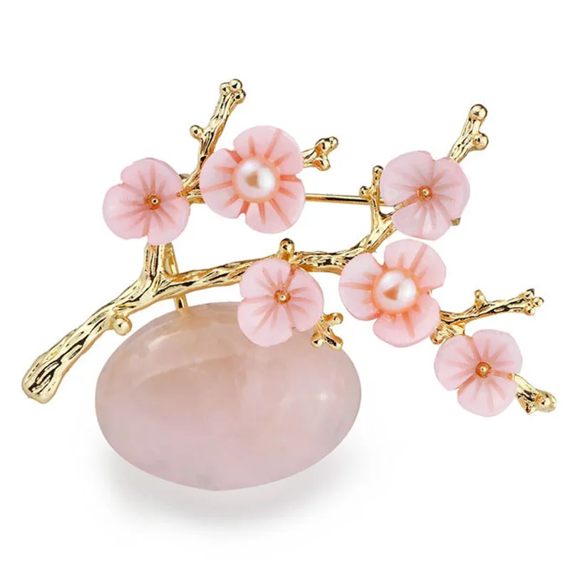 FARLENA Jewelry Exclusive Design Beautiful Shell Plum Brooch Pins for ...