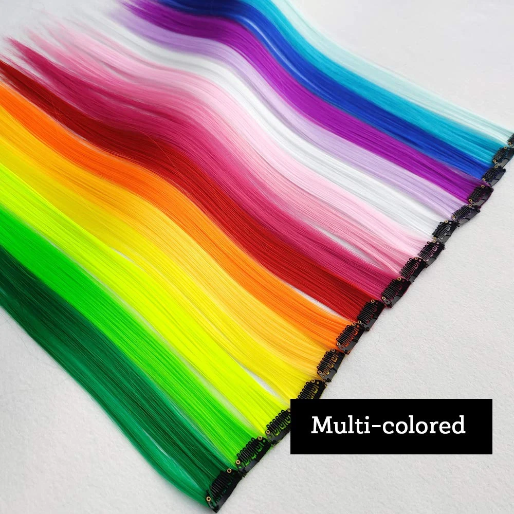 36 Rainbow Spark Color Wig Straight Rainbow Hair Extensions 22 Inch For ...