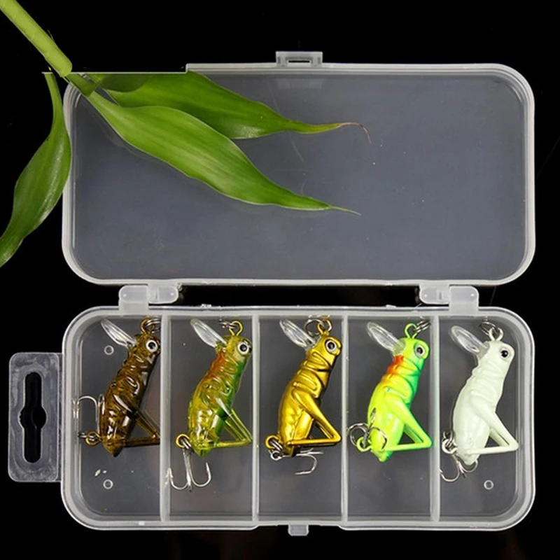 5pcs/lot 4cm 3g Grasshopper Insect Fishing Lures Crap Fishing ...