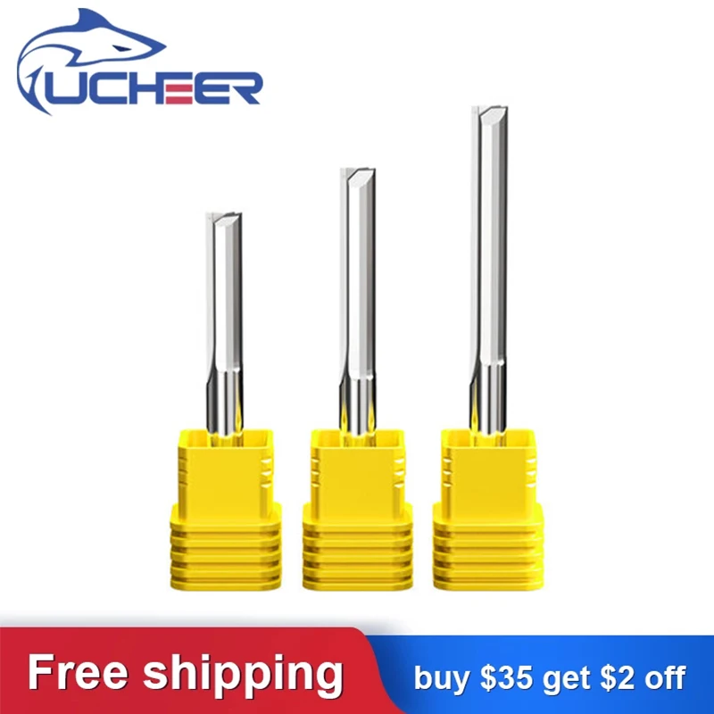 UCHEER 10pc 3.175mm 2Flutes Straight router bits for wood CNC Straight ...