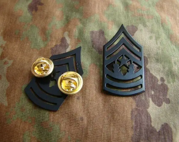TWO US USMC MARINE CORPS SERGEANT MAJOR RANK METAL BADGE PIN BLACK ...