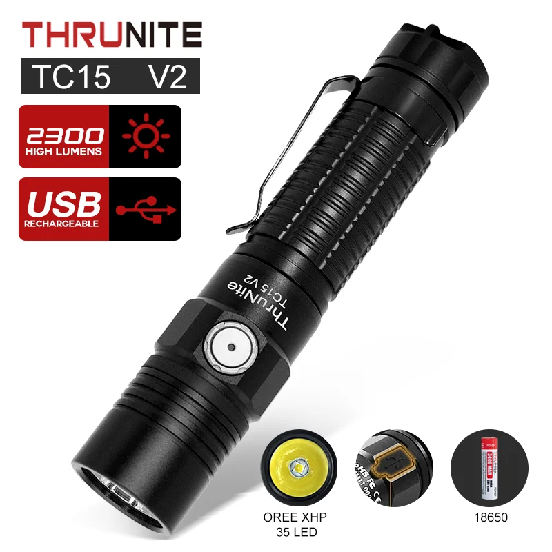 Thrunite Tc15 V2 Cree Xhp 35.2 Led Bright Flashlight 2531high Lumens ...