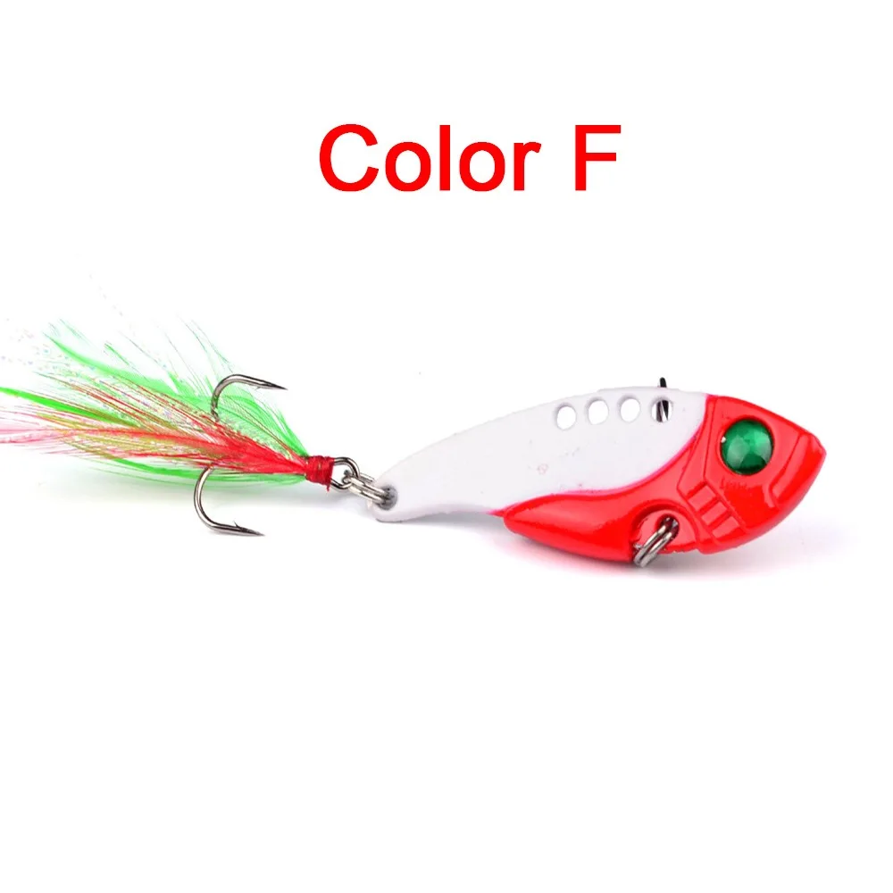 Evil 1pcs Metal VIB 11g/5.5cm Fishing Lure Vibration Spoon Hard Baits with Feather Crankbait ...