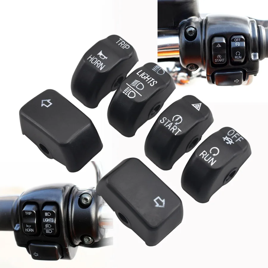 Motorcycle Accessory Black Handlebar Control Switch Caps Button Cover ...