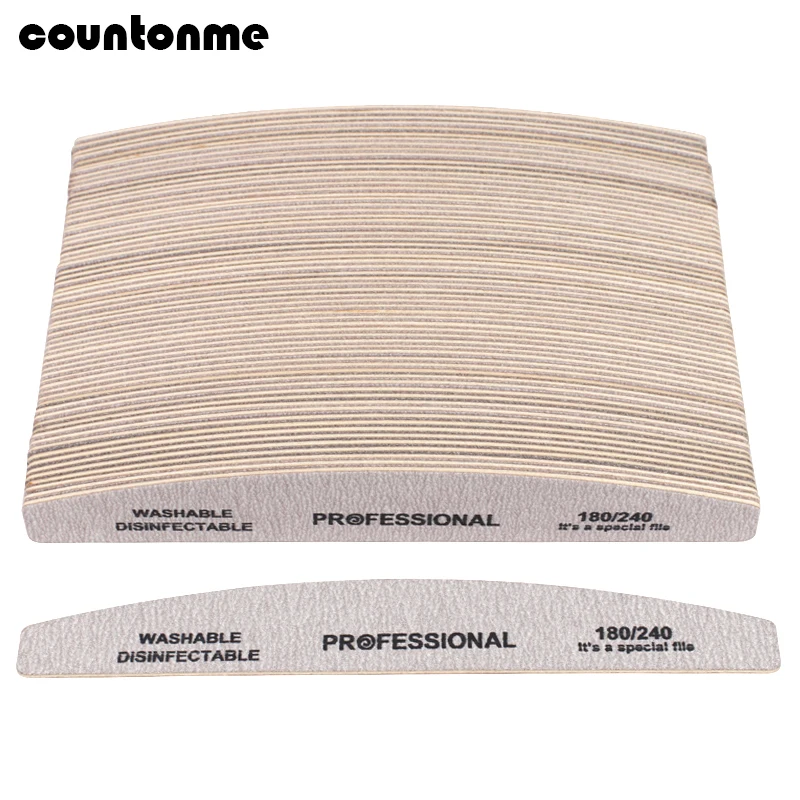 100pcs Strong Stick Wooden Nail File 180/240 Grey Boat Nail Buffer ...