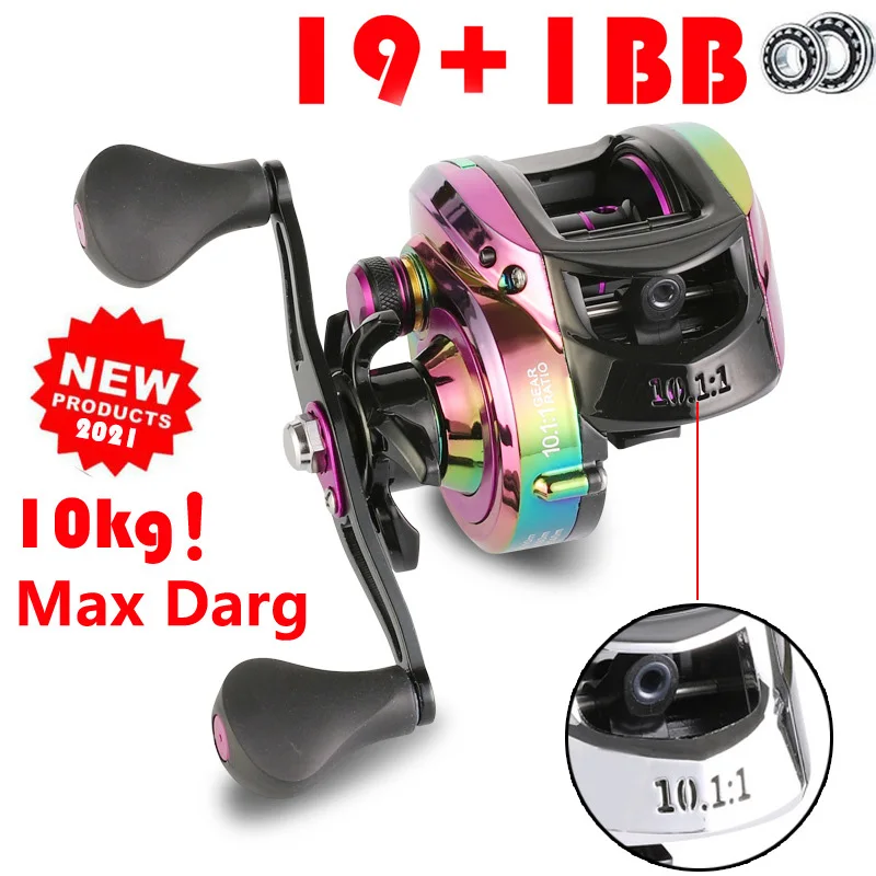 Lizard 10.1:1 High Speed 19+1BB 10KG Max Drag Fishing Baitcasting Reel ...