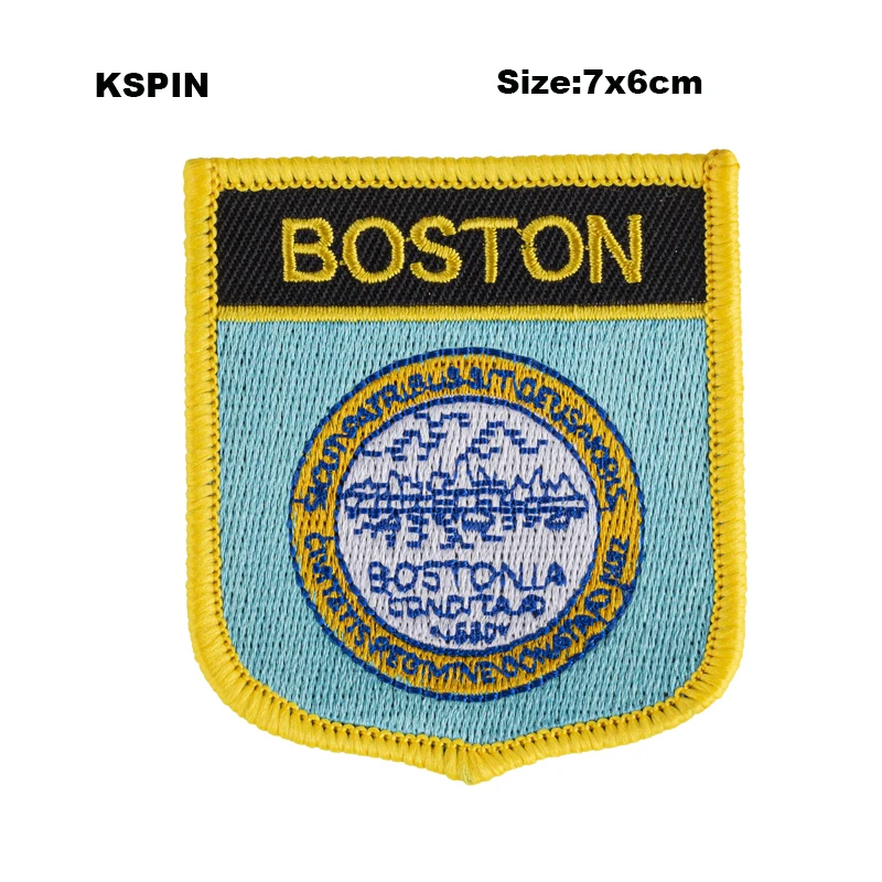 Boston Shield Shape Flag patches embroidered flag patches national flag ...