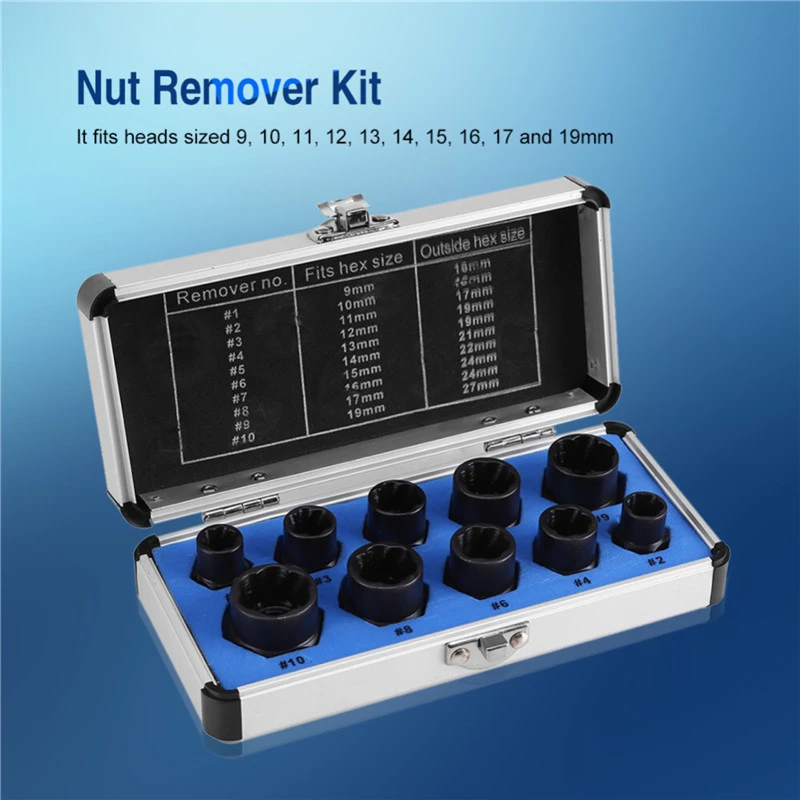 10pcs Nut Removal Tool Damaged Lug Nut Lock Remover Twist Socket Set ...