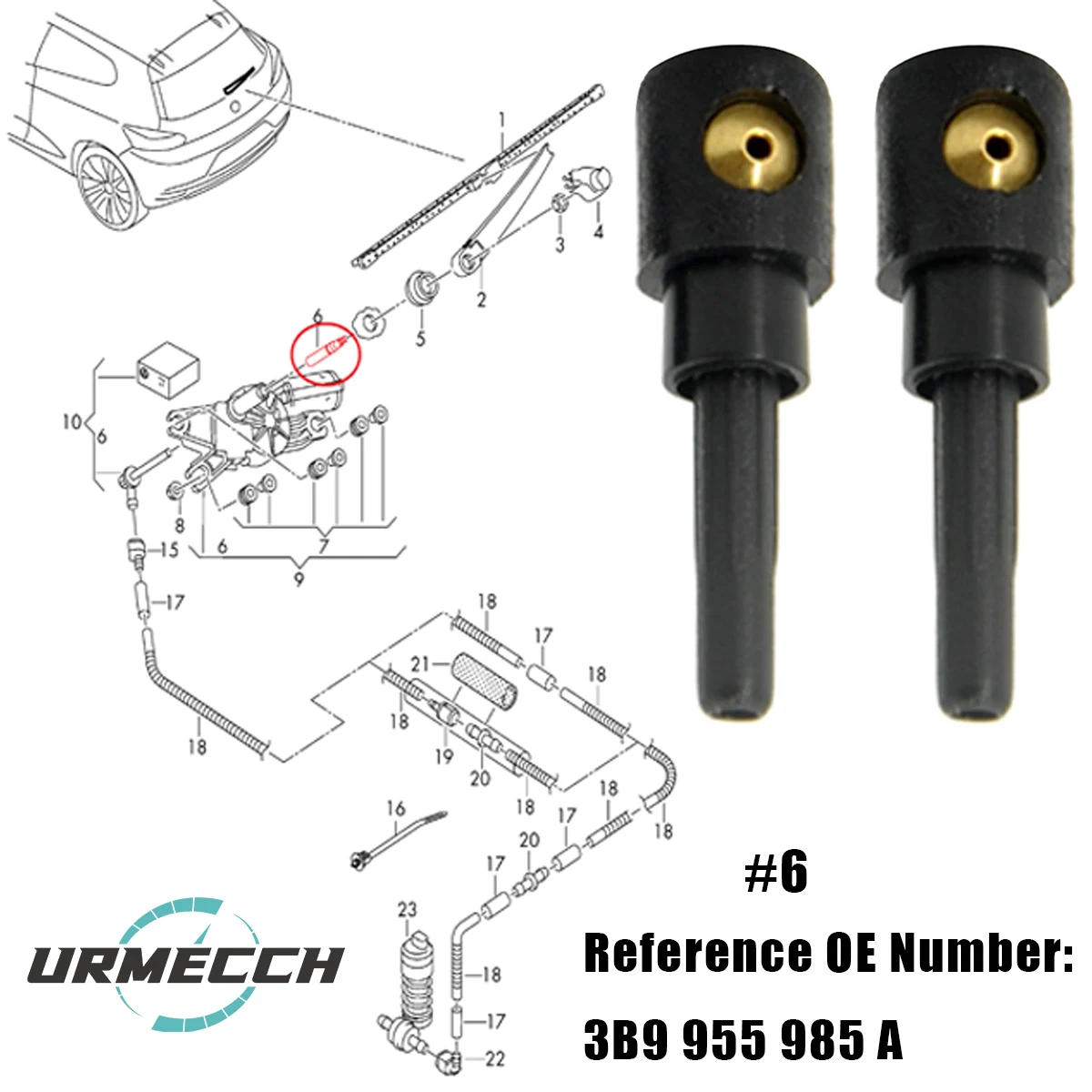 2PCS Rear Windscreen Wiper Nozzle Washer Jet For VW Skoda Audi Seat ...