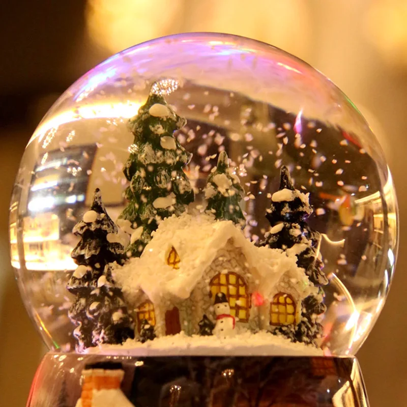 Free shipping Christmas Snowhouse Crystal Ball Music Box Automatic ...