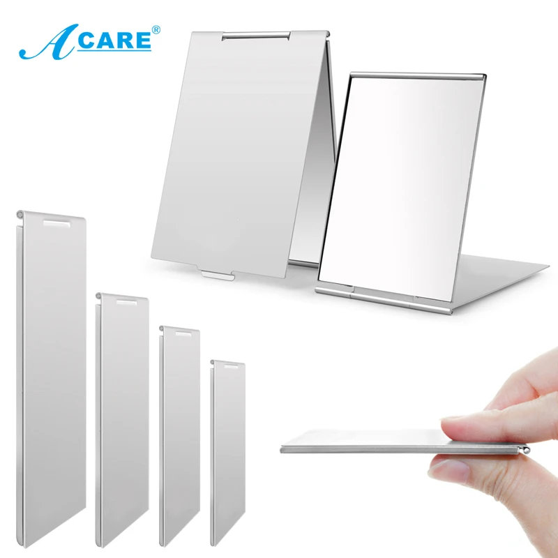 ACARE Espejo de maquillaje plegable ultrafino, portátil, personalizado, compacto, de bolsillo ...