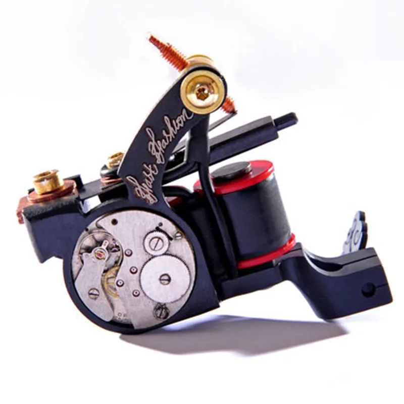 Professional Handmade Tattoo Machine Kit 10 Wrap Coils Iron Cast Frame ...