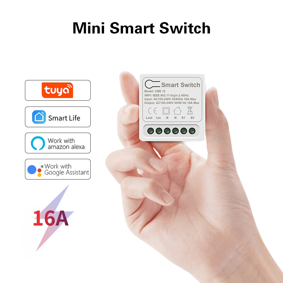 16a Tuya Mini Wifi Switch Module Smart Life Remote Voice Control Smart ...