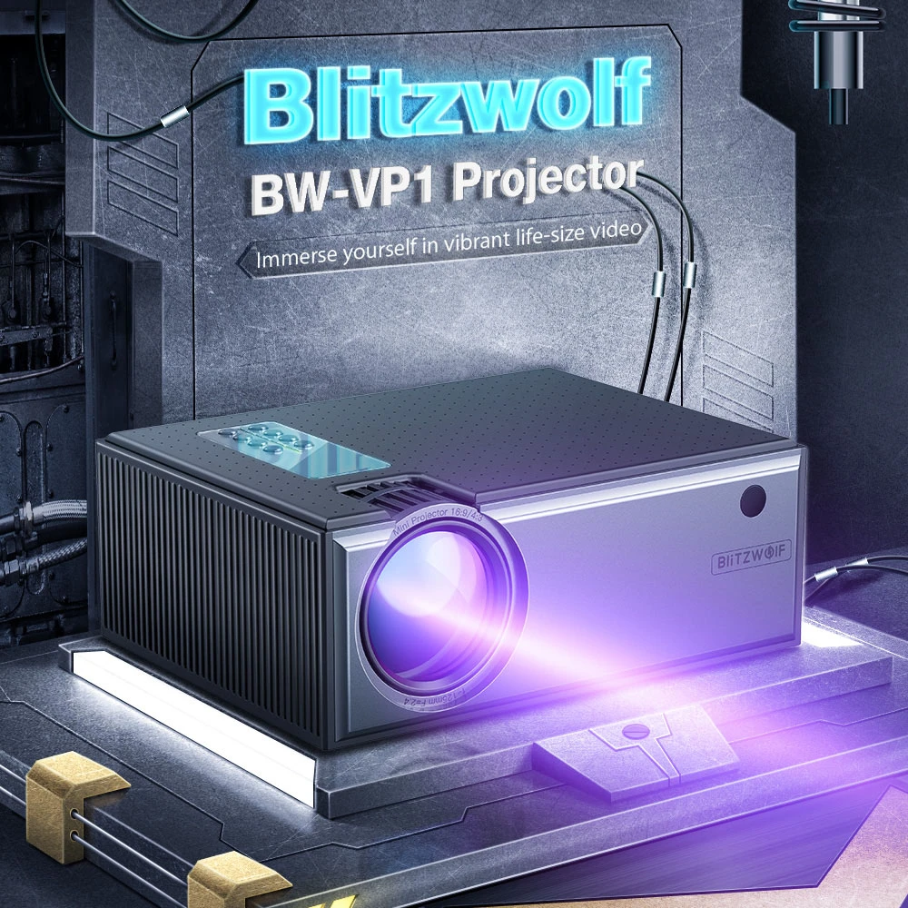 Blitzwolf 720p Projector 50-200 Inch 2800 Lumens 16:9 4:3 Office Smart ...