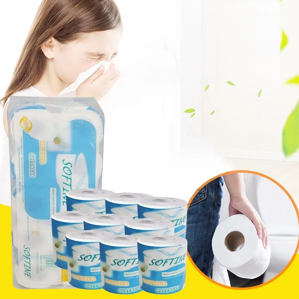 10 Rolls Toilet Paper Bulk Rolls 3Ply White Tissue Bathroom Soft Paper ...