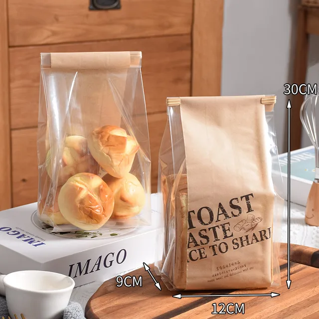 LBSISI Life 50pcs Bread Kraft Paper Wire Crimping Self-sealing Sliced ...