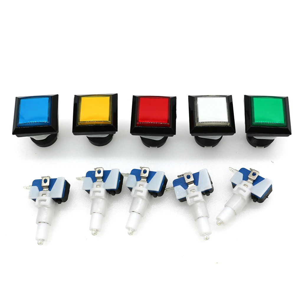 33mm Square Game Push Button Arcade 5V 12v LED Momentary Illuminated Light Switch For Slot Pcb ...