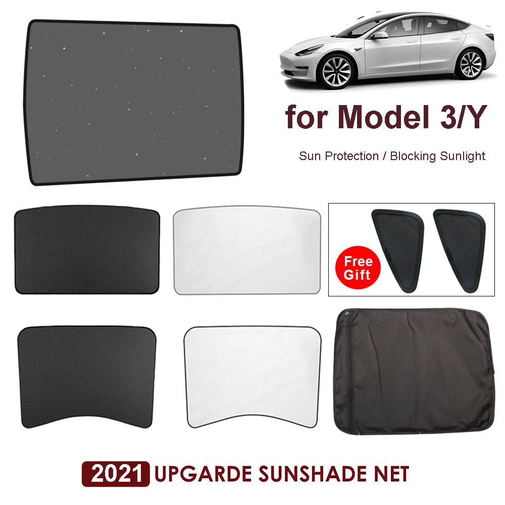 Upgrade Sun Shades Glass Roof Sunshade For Tesla Model 3 2021/model Y ...