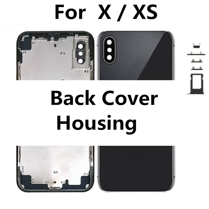 Housing For iPhone X XS XS Max Battery housing Door Rear Cover + middle ...