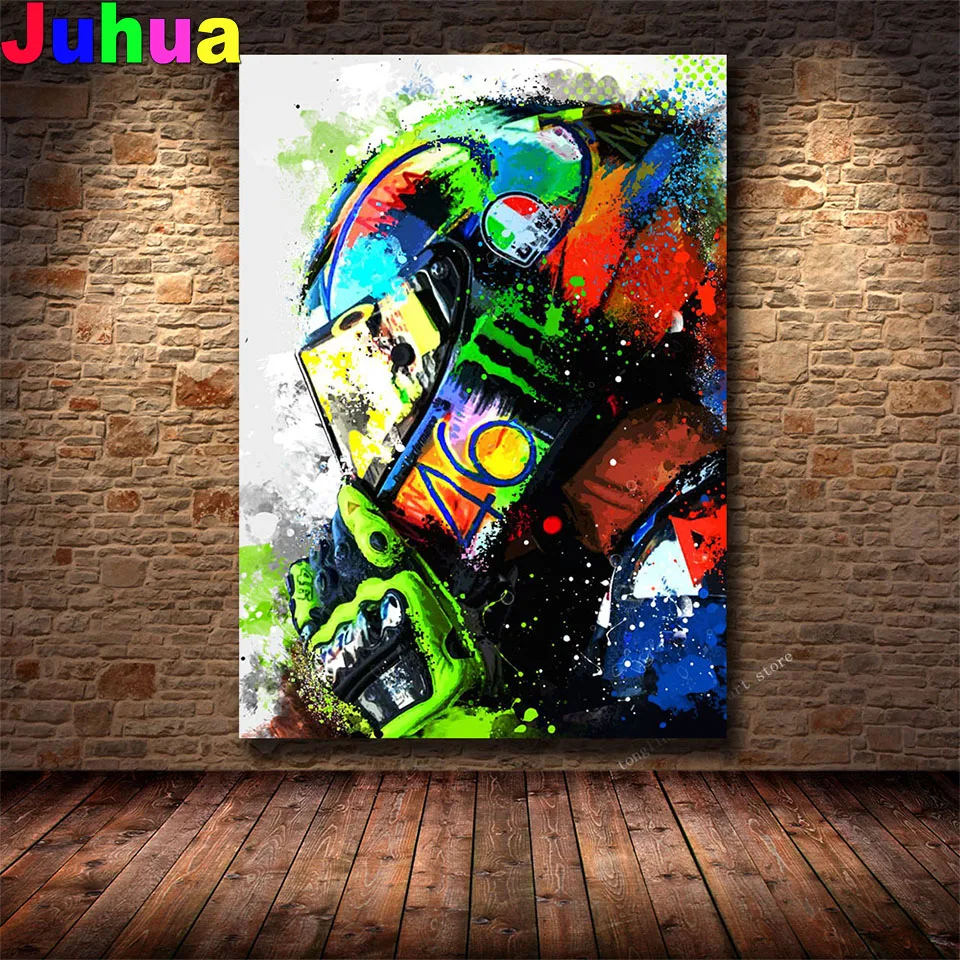 Abstract-Colorful-Art-Diamond-Painting-Motorcycle-racer-diamond ...