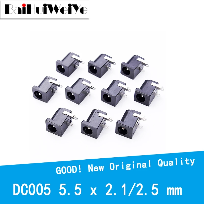 10pcs/lot DC 005 PCB Mount 5.5 x 2.1/2.5MM Round the needle Female DC ...