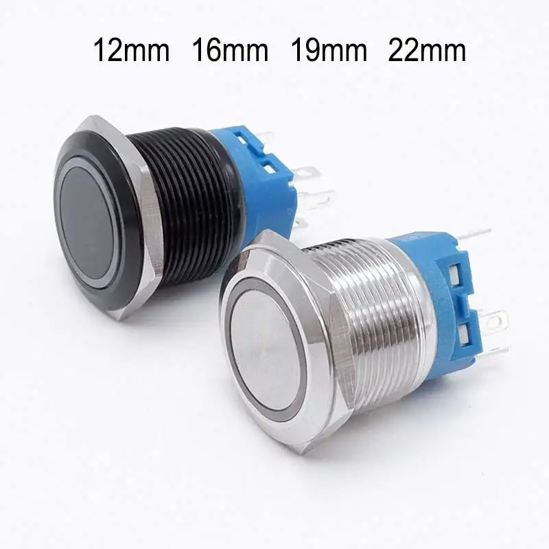 Black-Electric-Waterproof-Power-12v-Led-Light-Momentary-Push-Button ...