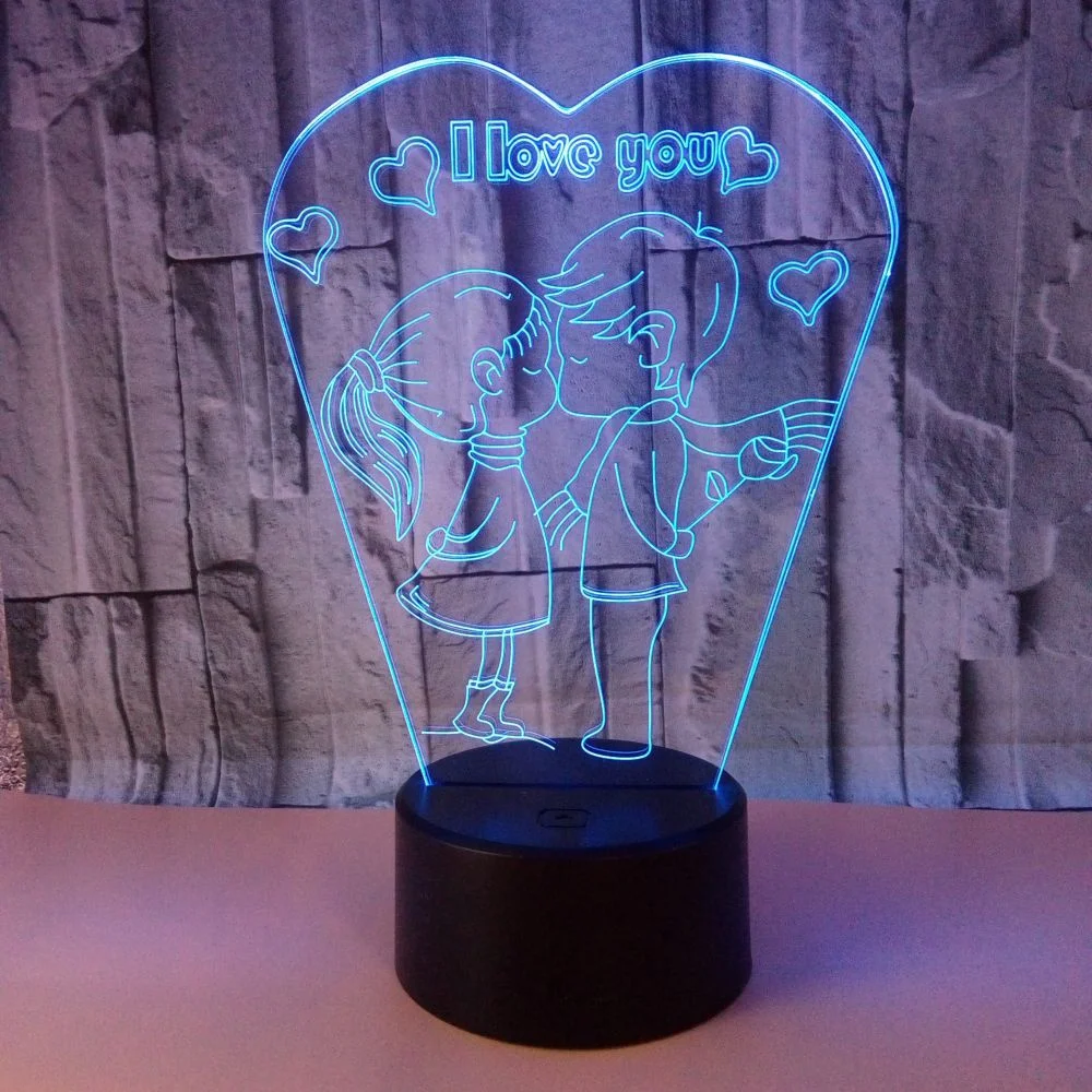I LOVE YOU LED Illusion Night Light 16 Colors Changing with Remote USB ...