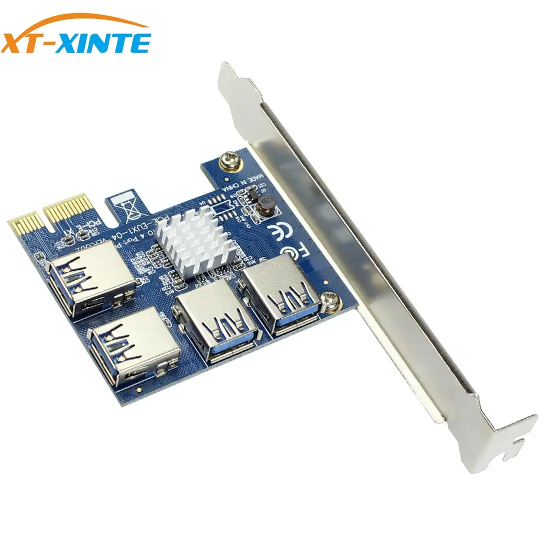 Placa XT-XINTE pci-e riser usb, cartão multimídia de porta pcie, pci express, pcie 1 para 4 ...