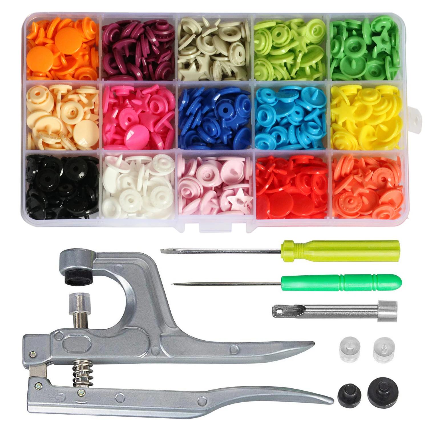 Snaps-with-Storage-Box-T5-Glossy-Plastic-Resin-Fasteners-Punch-Poppers ...