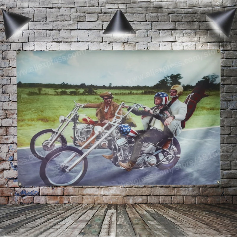Easy Rider Colorful Motorcyclist Poster Flag Freedom Banner Home ...