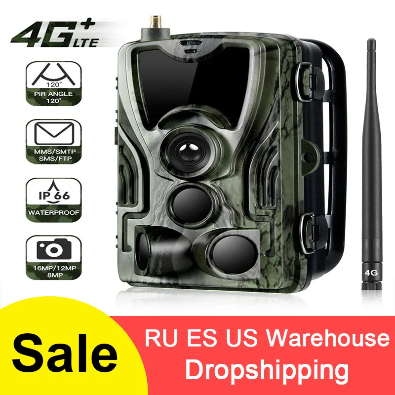 Cámara de rastreo para caza, videocámara de HC 801LTE, 4G, 16MP, 64GB, IP65, trampas para fotos ...